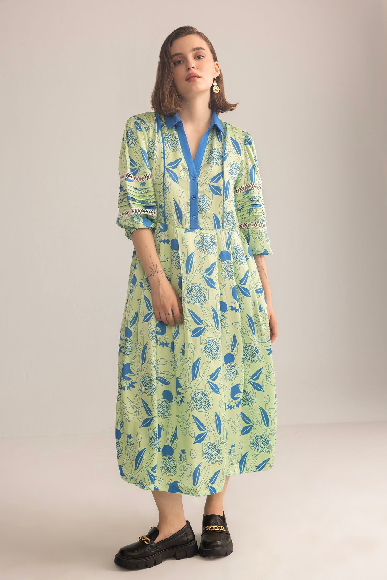 Sweet Syllable Shirt Dress in green