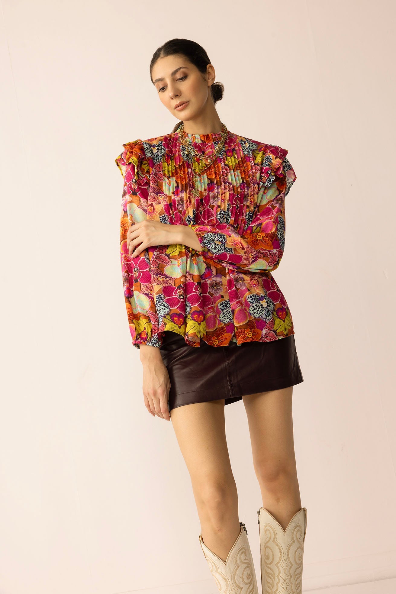 Chromaflora Highneck Top in Jungle Bloom